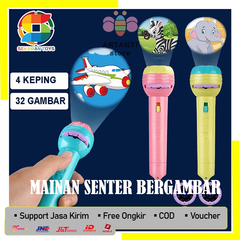 Jual Mainan Anak Senter Proyektor/ Mainan Senter Gambar Flashlight ...