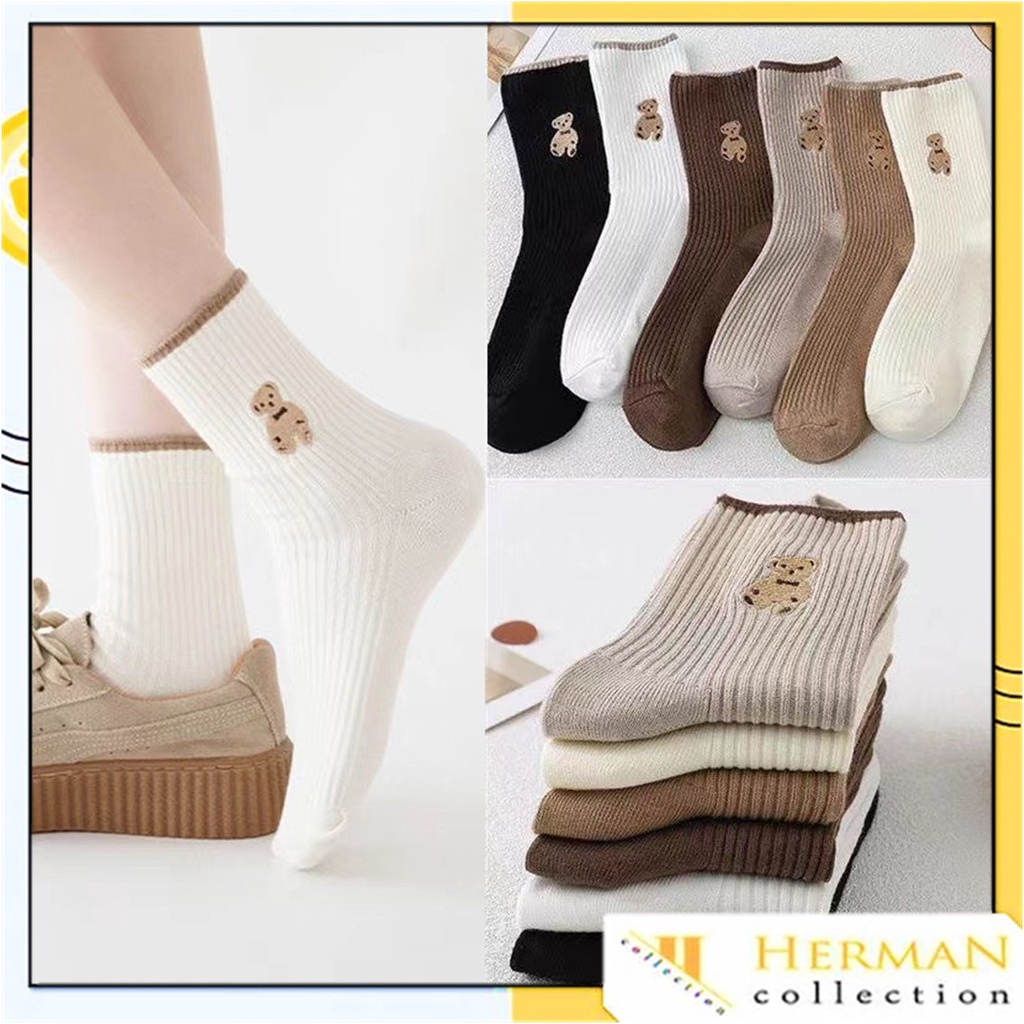 Jual HC Kaos Kaki Wanita Korea Motif Beruang Kaos Kaki Panjang Bear ...