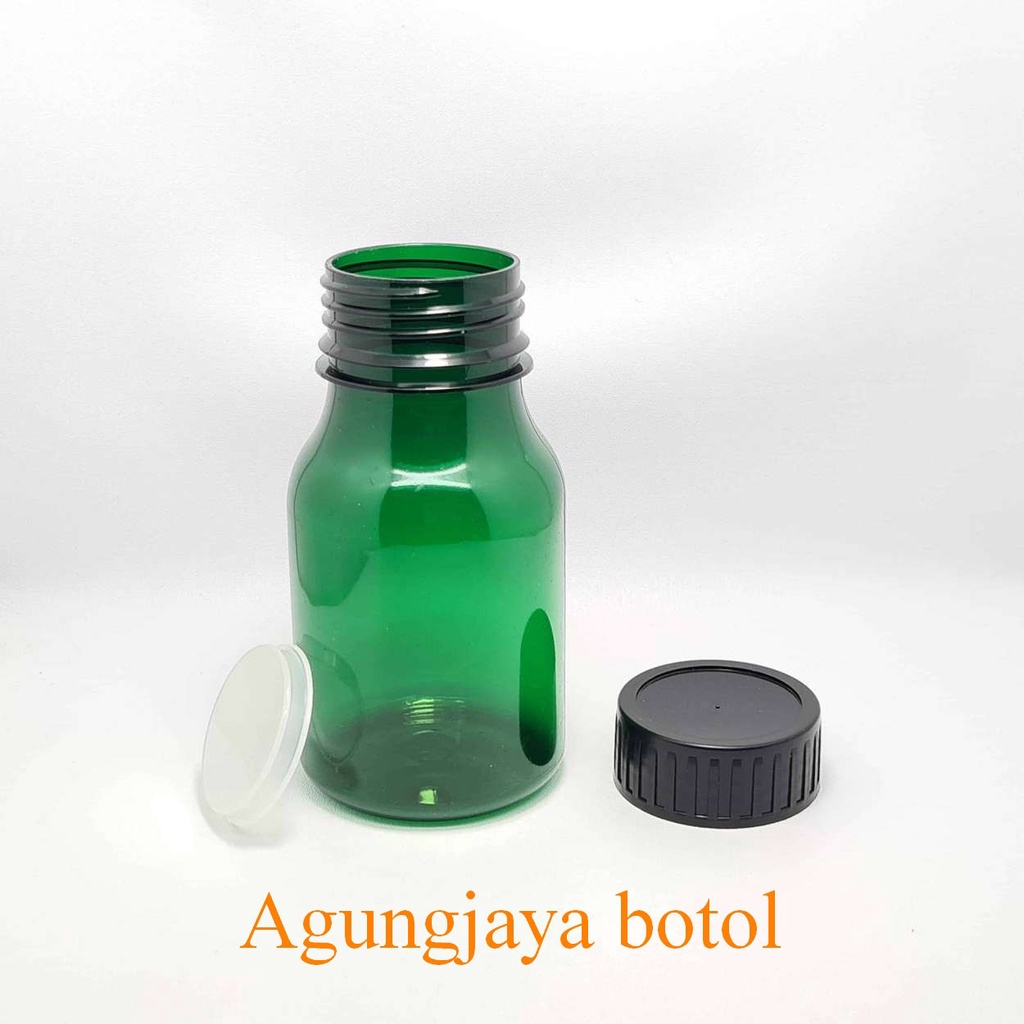 Jual Botol Pet 250 Ml Ps Hijau Neck 45 Tutup Polos + Plug / Botol Plastik / Botol Obat / Botol ...