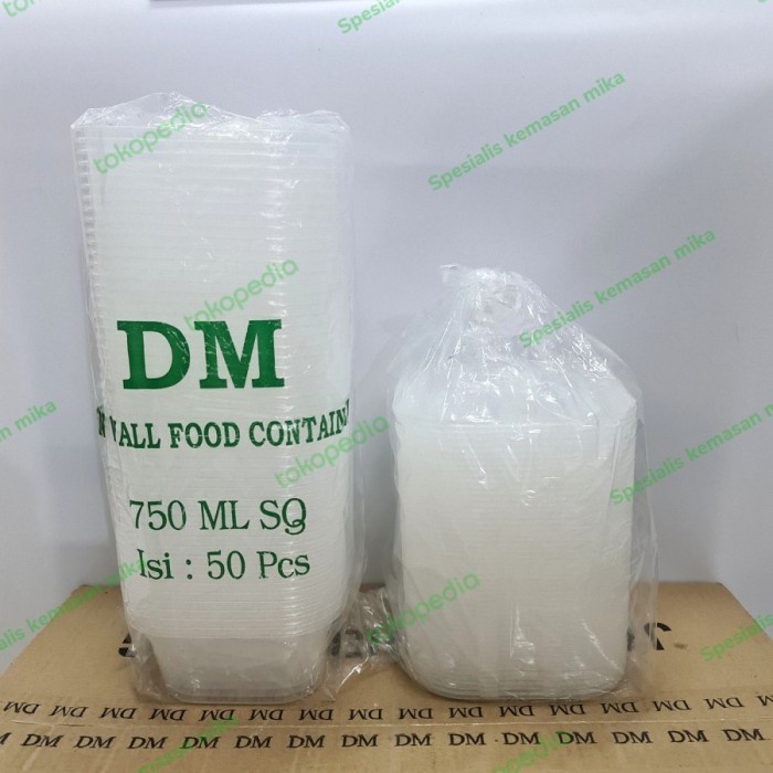 Jual Thinwall DM 750ml Square / Kotak Makan 750ml Kotak Persegi @ 50set ...