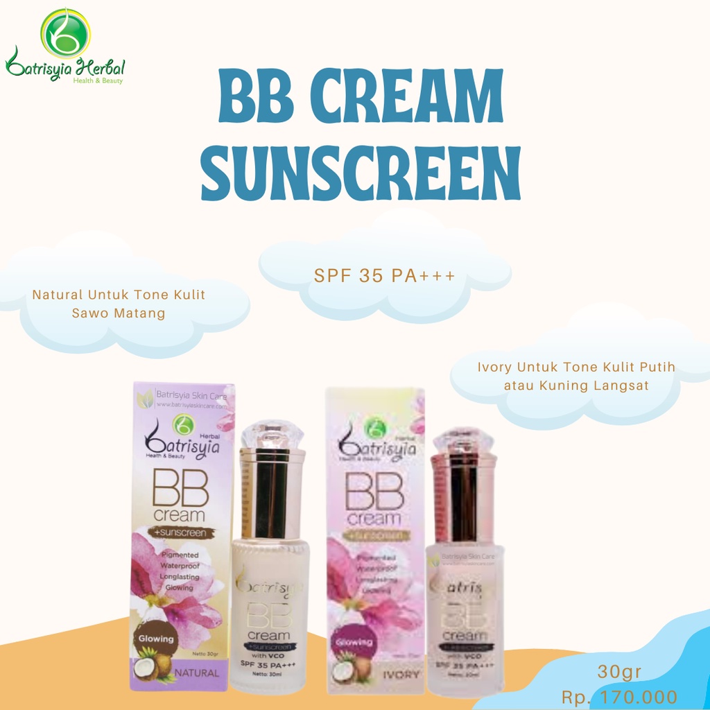 Jual Batrisyiacare Batrisyia BB Sunscreen with VCO & SPF 35+++ | Shopee Indonesia