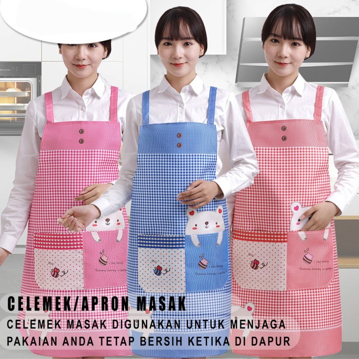 Jual Apron Celemek Masak Barista Dapur MOTIF BERUANG ANTI AIR & MINYAK ...