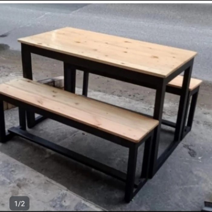 Jual meja makan/ meja caffe minimaliss bangku panjang kayu jati Belanda ...