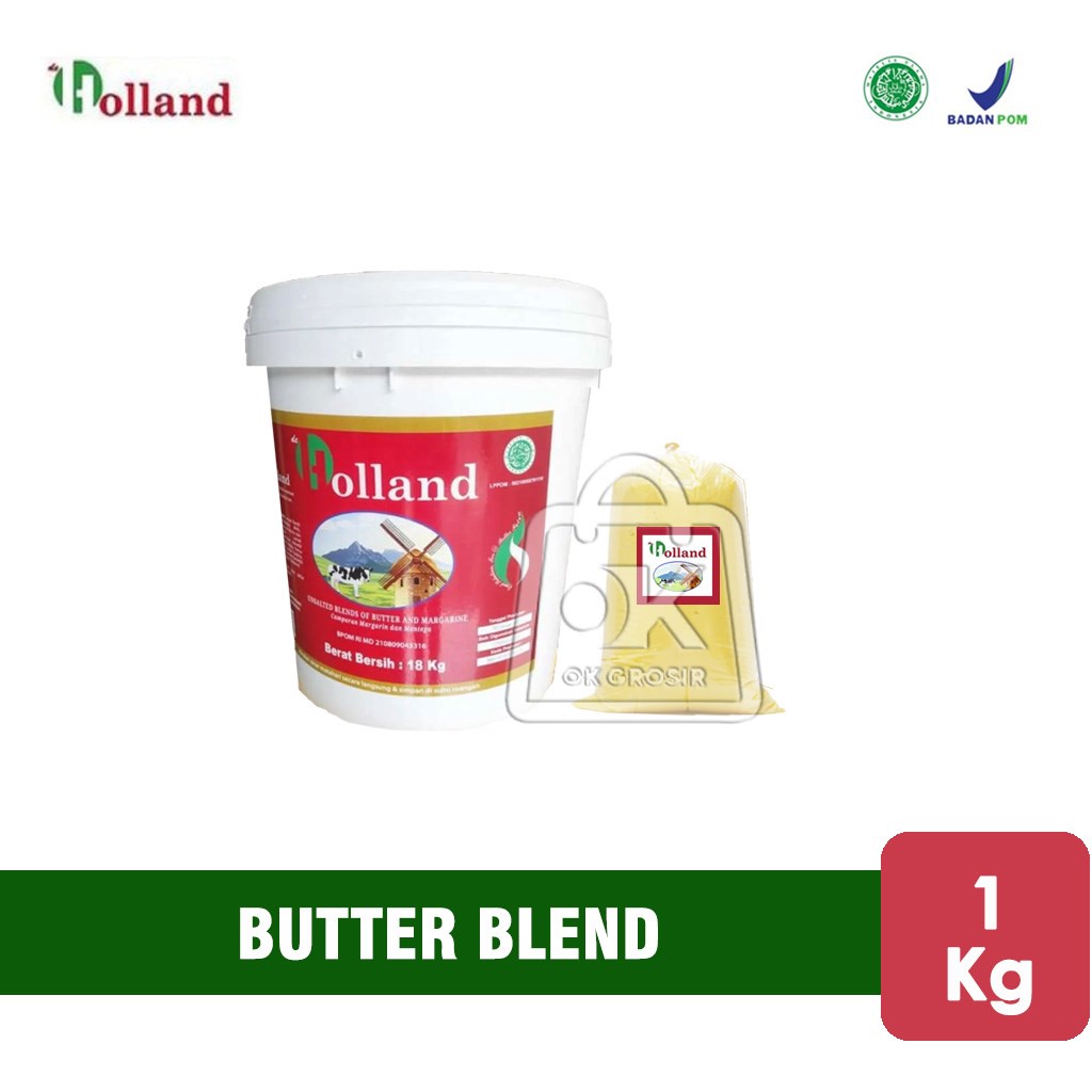 Jual De Holland Red Butter Blend / Unsalted Blend Butter Margarin (1 Kg ...