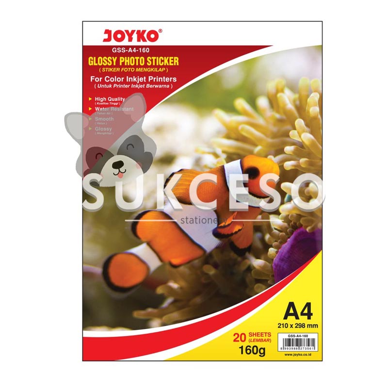 Jual Joyko Glossy Photo Sticker Paper GSS A4 160 / Glossy Photo Sticker ...