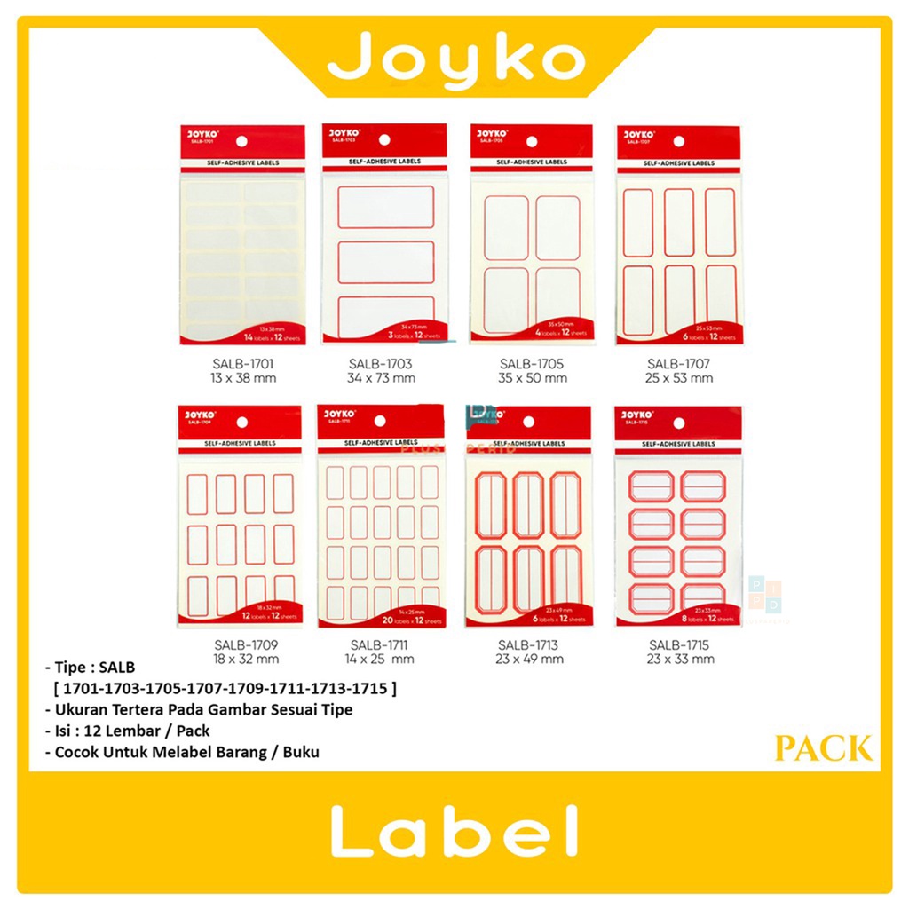 Jual JOYKO - Label Self Adhesive SALB 1701 - 1715 - Pad | Shopee Indonesia