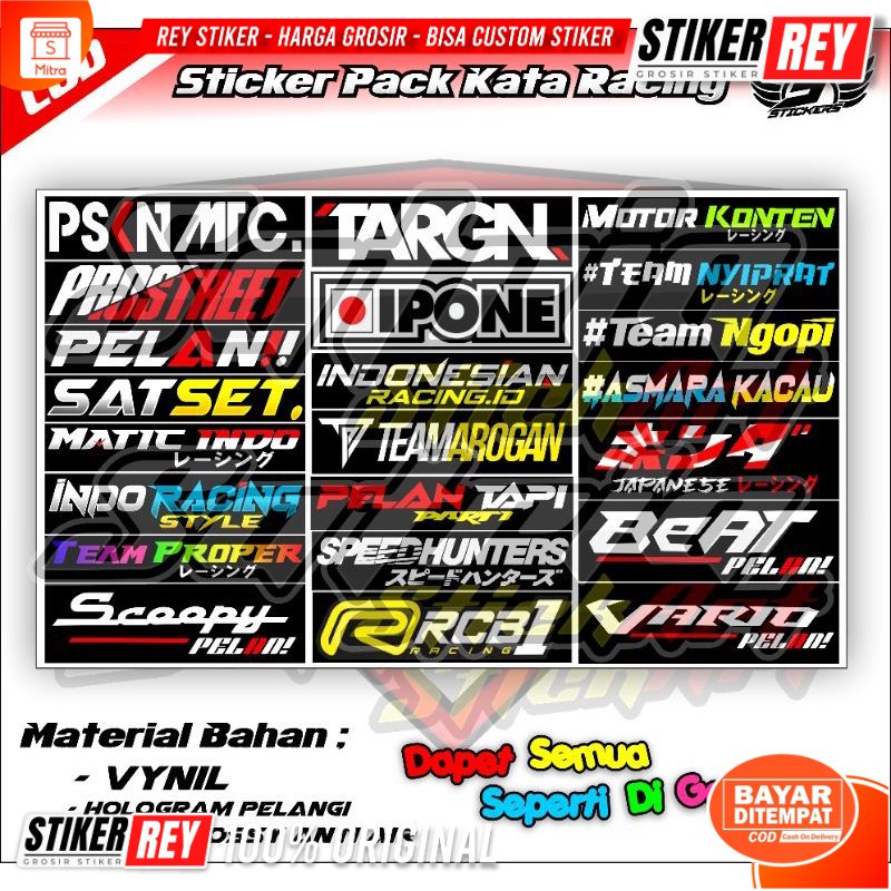 Jual Stiker Racing Pack Hologram Stiker Sponsor Stiker Viral Stiker Kata Kata Stiker Helm Stiker ...