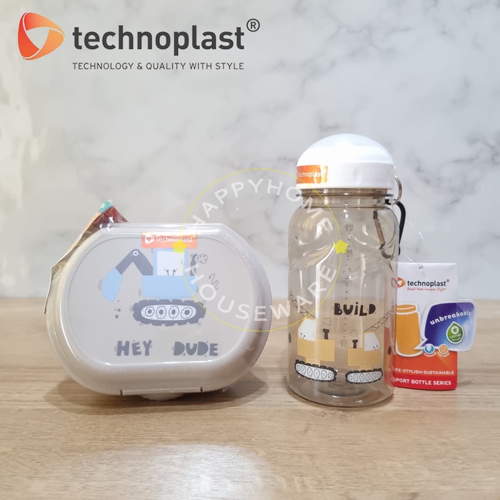 Jual TECHNOPLAST Paket Hemat Cool Truck Set | Lunch Box 520ml & Botol 560ml | Shopee Indonesia
