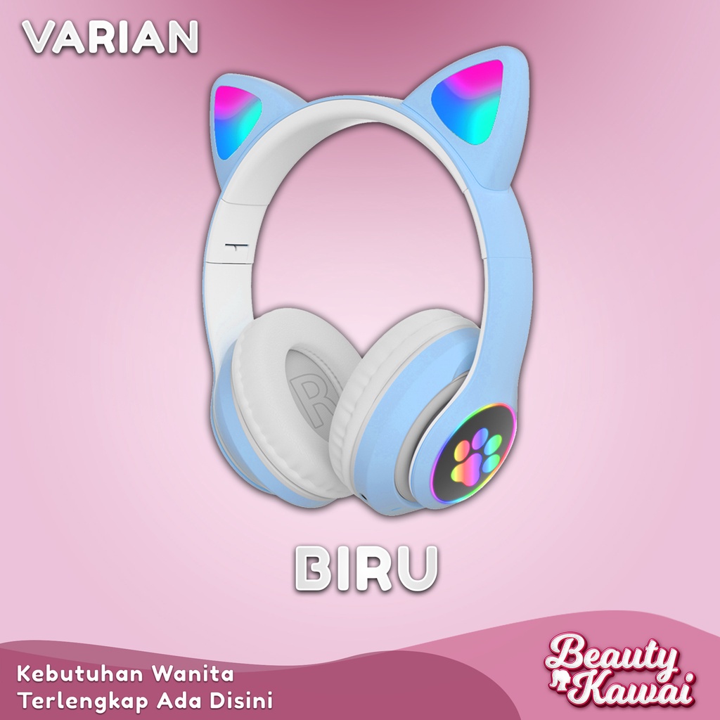 Jual Headset Kucing LED TWS Bluetooth 5.0 Headphone Extra Bass | Shopee ...