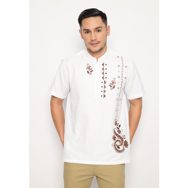 Jual Hassenda Koko Border Pria Lengan Pendek Al-Muddassir Dover White 54338 | Shopee Indonesia