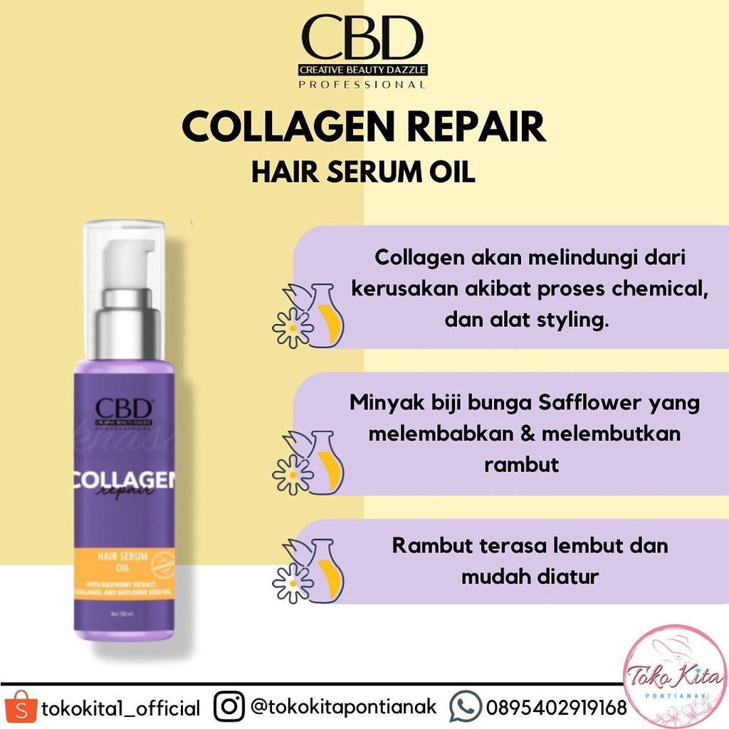 Jual CBD Ungu COLLAGEN REPAIR HAIR SERUM OIL 100ML Keratin Pro Spray ...
