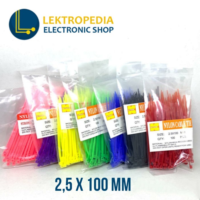 Jual Kabel Ties KITANI 10CM isi 100 Tie Pengikat hitam merah kuning 10 ...