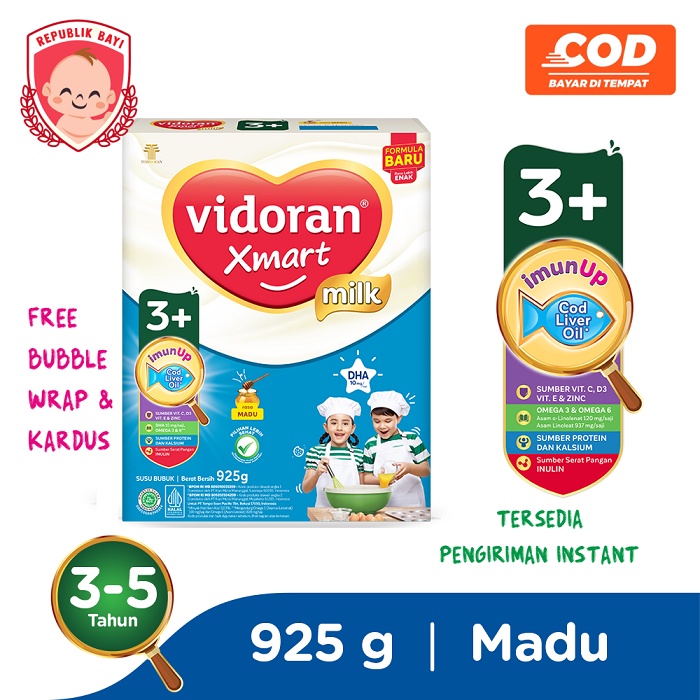 Jual Vidoran Xmart 3+ Madu 925gr Susu Formula Murah Free Dus Bubble ...