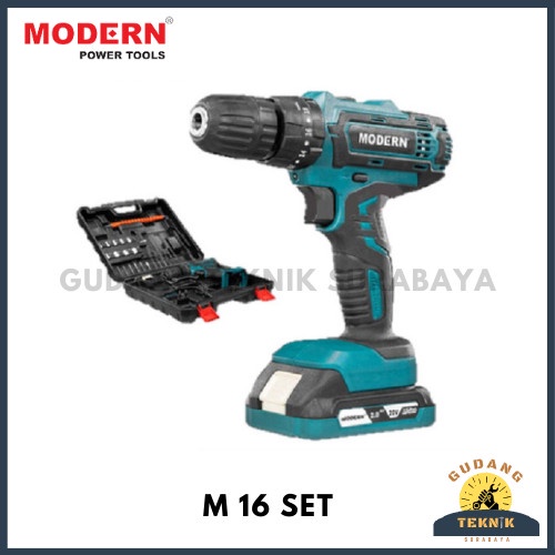 Jual MODERN M 16 Mesin Bor Baterai /Drill Set Bor 20V M16 Cordless ...