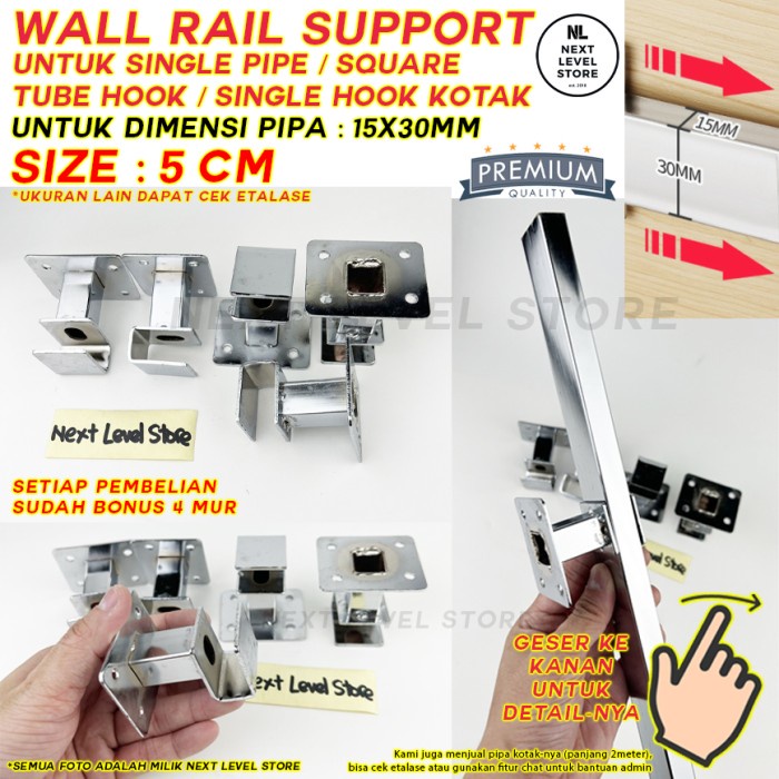 Jual 5 CM - Wall Hanging Rail Support Single Hook Kotak Cantolan Pipa ...