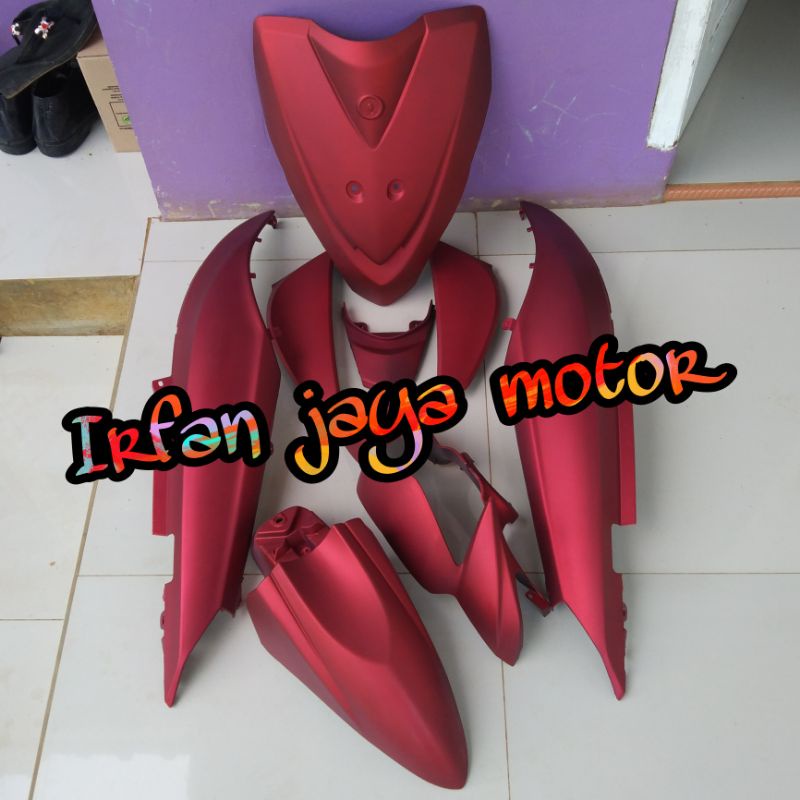 Jual Cover full body / body full halus Yamaha Mio J merah doff hitam ...
