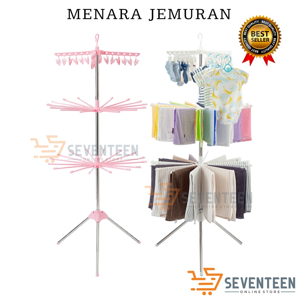 Jual SEVENTEEN JEMURAN MENARA BAJU BAYI 3 SUSUN STAINLESS RAK JEMURAN ...
