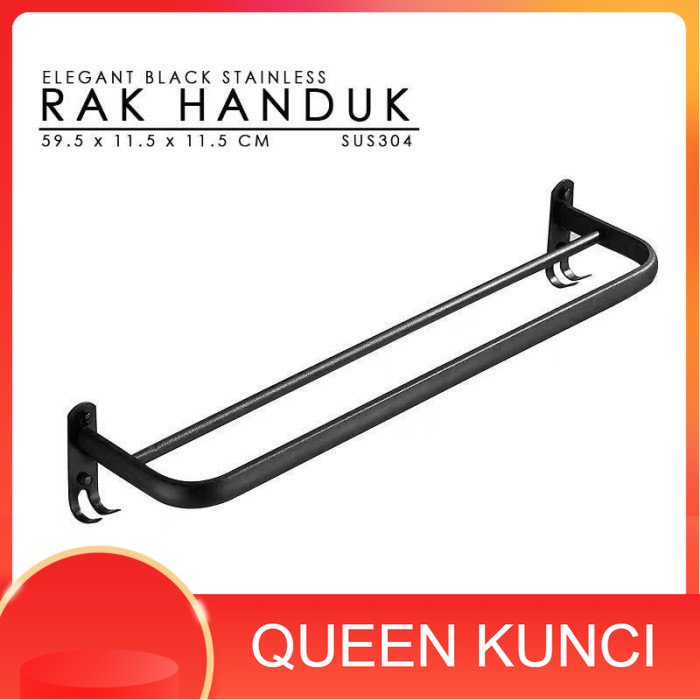 Jual Gantungan handuk 2 baris hitam stainles | Shopee Indonesia