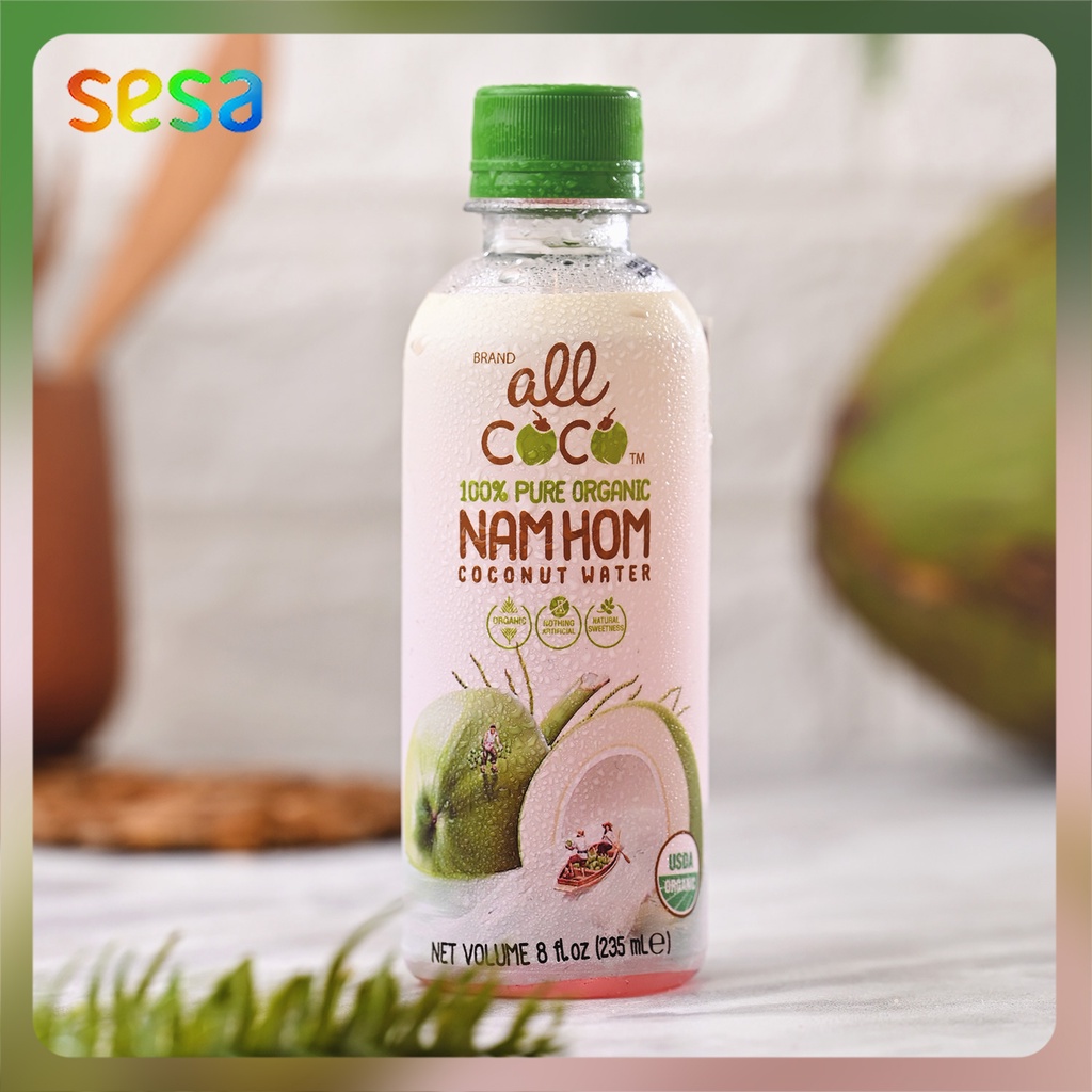 Jual All Coco - Nam Hom Organic Coconut Water 235 ml | Air Kelapa Murni | Shopee Indonesia
