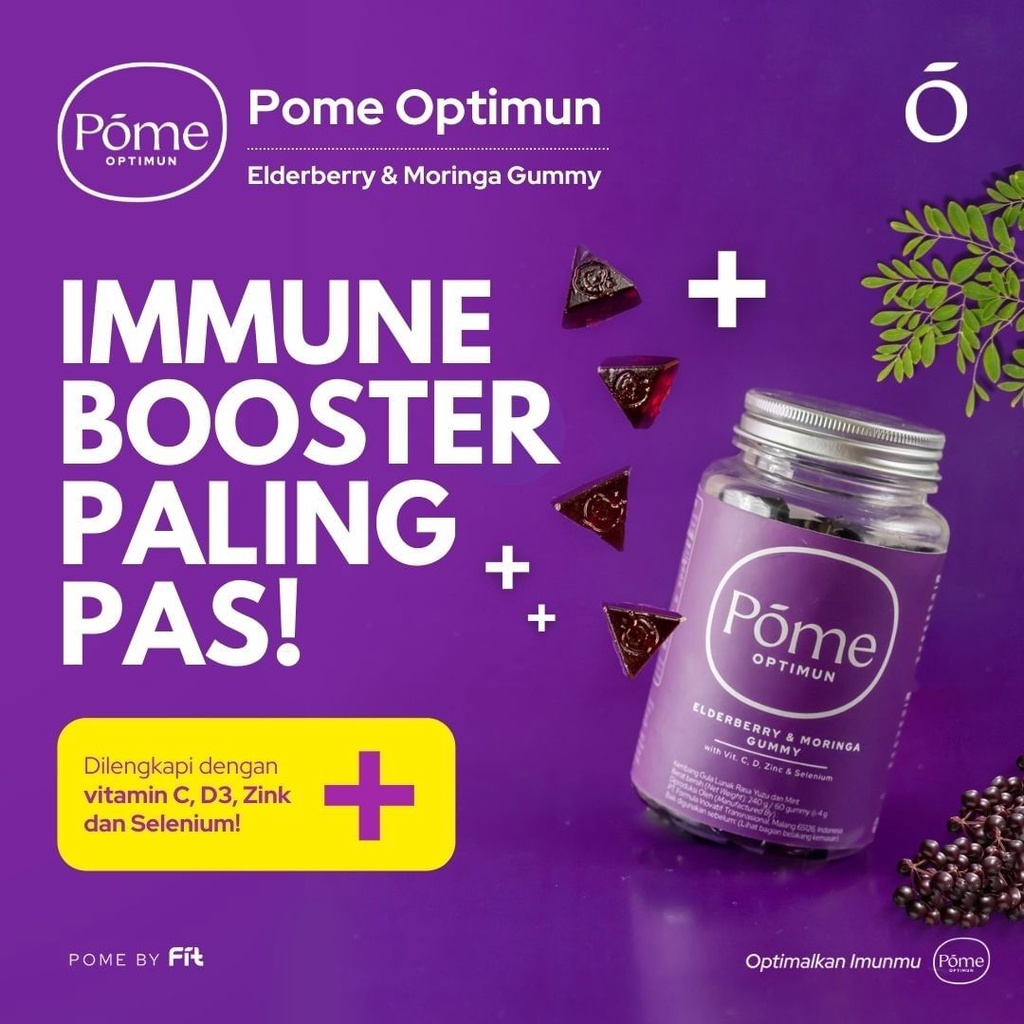 Jual Pome Optimun Kemasan Botol BPOM Halal Elderberry & Moringa Gummy ...