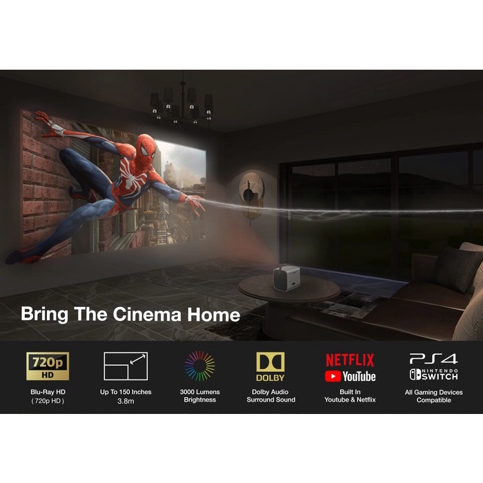 Jual LUMOS RAY Home Cinema Short Throw Projector 1080p Supported ...
