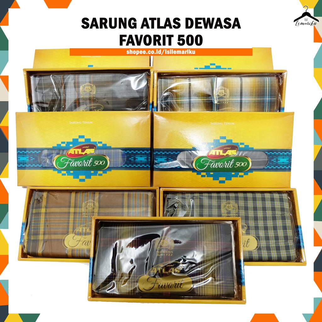 Jual Alat Sholat Pria Sarung ATLAS FAVORIT 500 POLOS WARNA Putih dan ...