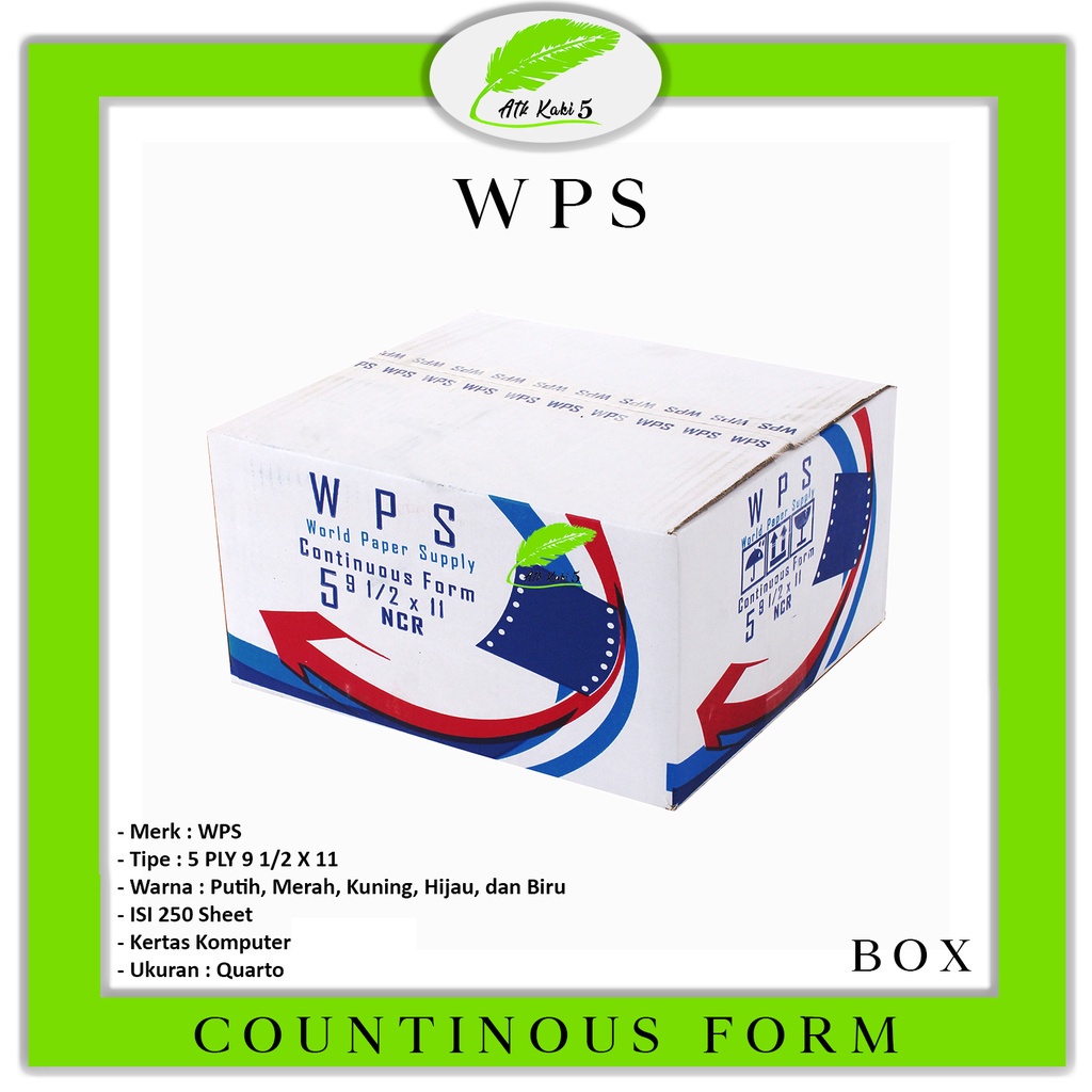 Jual WPS - Continous Form 91/2 x 11 5 Ply ( K5 WPS ) NCR - Box | Shopee Indonesia
