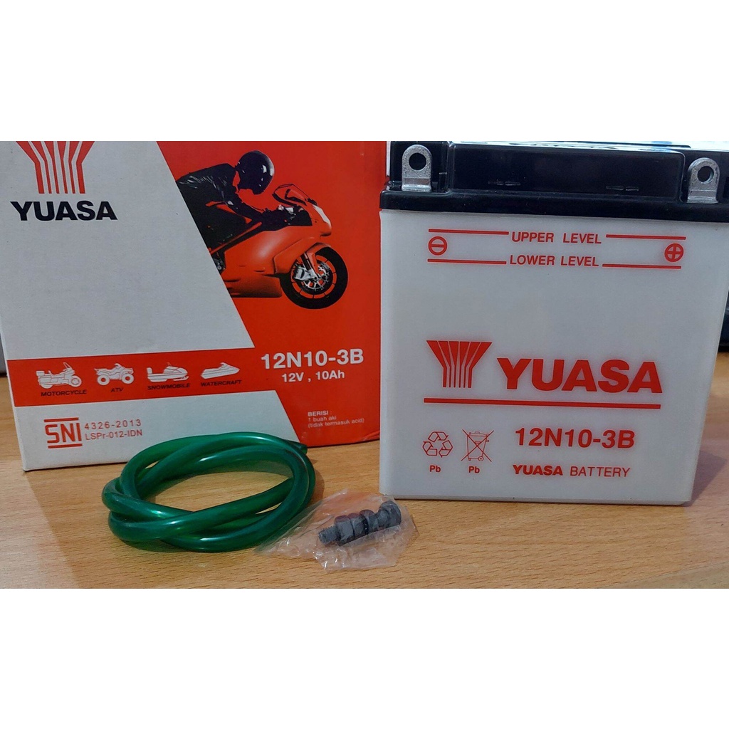 Jual aki yuasa 12V , 10AH - 12N10-3B - sparepart motor roda tiga | Shopee Indonesia