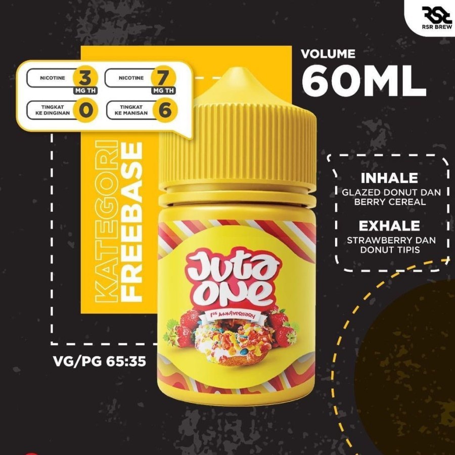 Jual LIQUID JUTA ONE STRAWBERRY CEREAL GLAZED DONUT FREEBASE 60ML ...