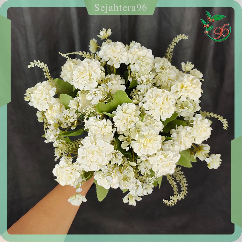 Jual Bunga Pom - Pom Panca Warna Cabang 6 Bunga Anyelir Mini Hydrangea ...