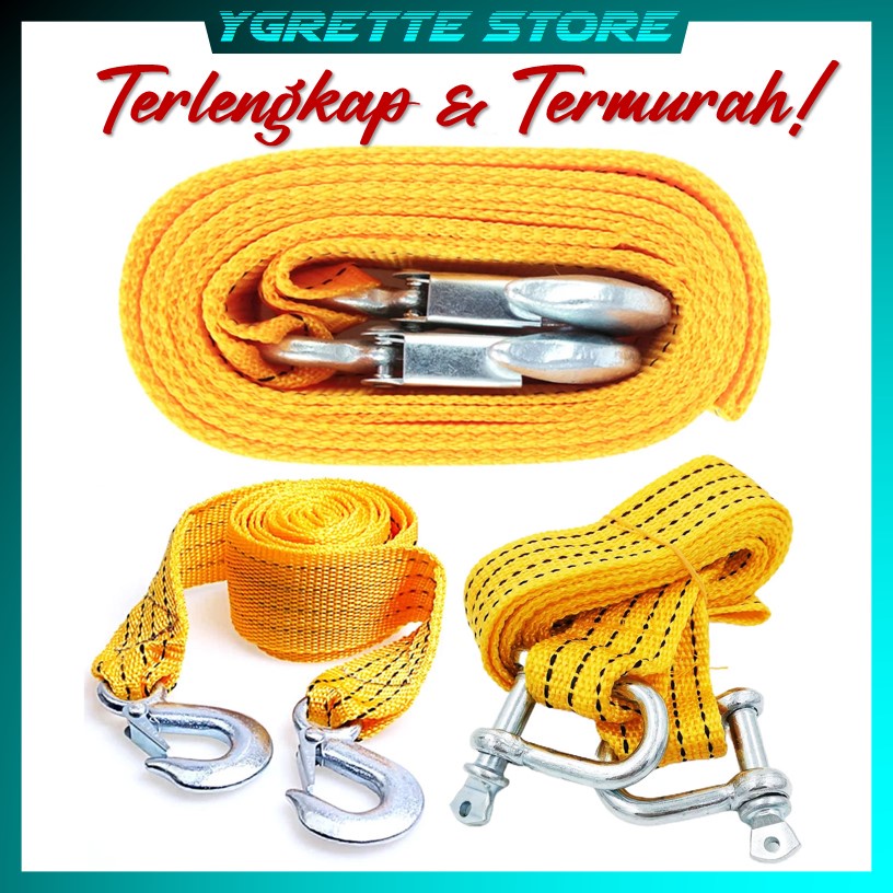 Jual YGRETTE - JEELY Tali Derek Mobil Emergency Tow Rope - 3M - Yellow ...