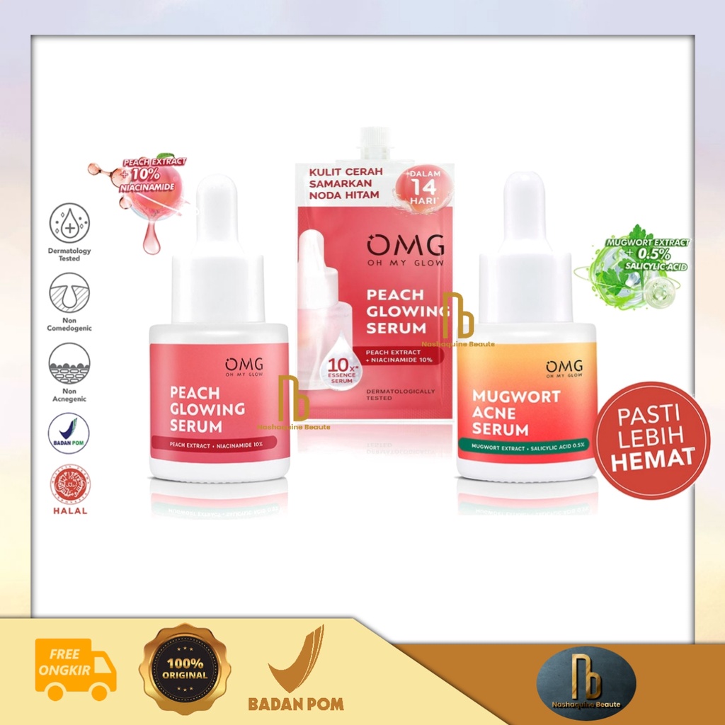 Jual OMG OH MY GLOW Serum Wajah - Peach Glowing Serum - Mugwort Acne Serum | Shopee Indonesia