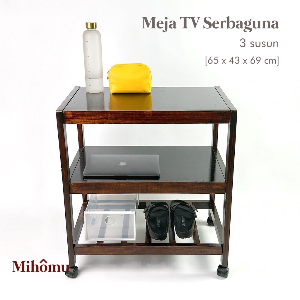 Jual RAK MEJA TV KAYU/RAK KAYU SERBAGUNA SUSUN 3/RAK MEJA DORONG ...