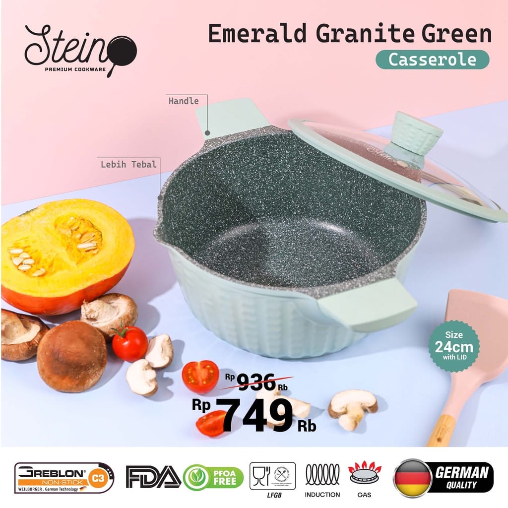 Jual STEIN COOKWARE steincookware emerald granite series Casserole 24cm ...