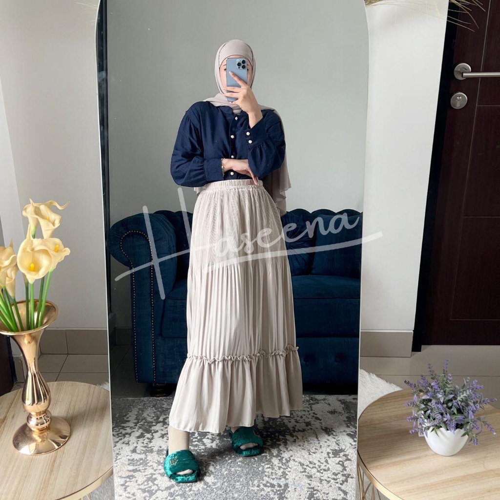 Jual Haseena Rok Plisket Susun Maiza Skirt Ruffle Wanita Anti Nerawang ...