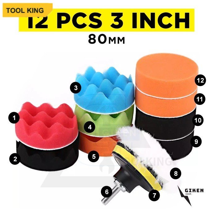 Jual Busa Alat Poles Body Motor Mobil 7/12/22 Pcs 3 Inch 80mm Compound ...