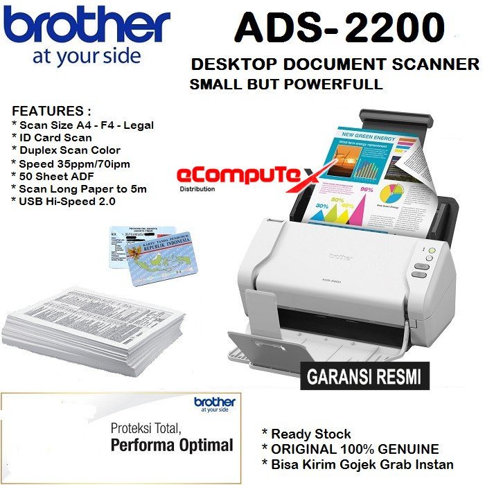 Jual SCANNER BROTHER ADS-2200 / SCANNER ADS2200 35PPM ADF 50 DUPLEX ...