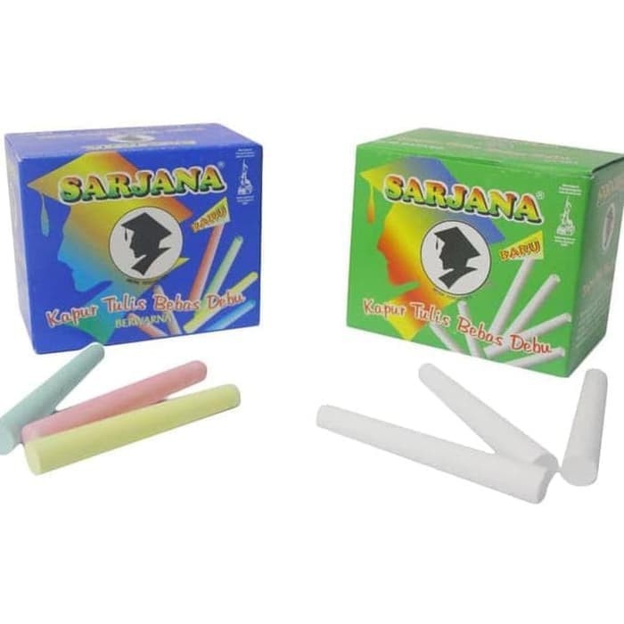 Jual Kapur Tulis Putih/Kapur Tulis Warna SARJANA 1 Kotak/1 Pak isi 50 ...
