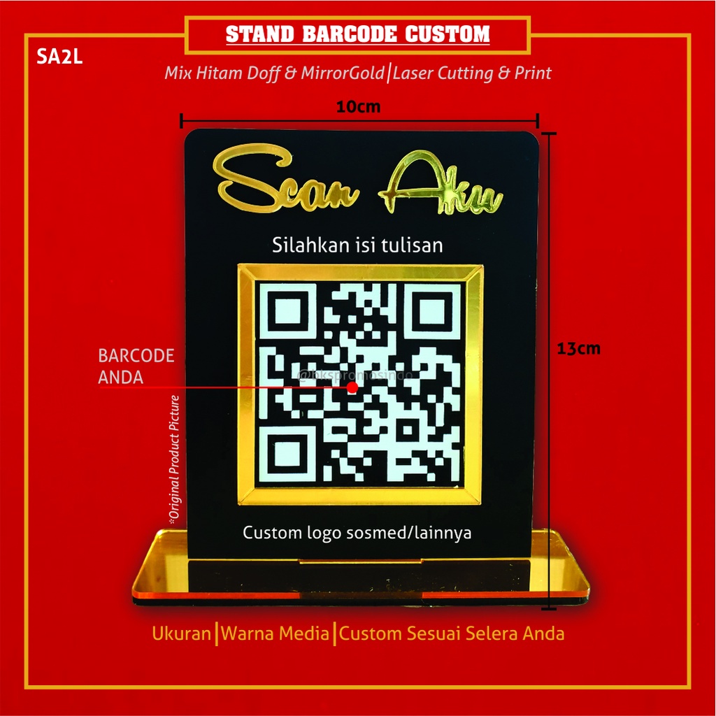 Jual Stand Barcode Qris Qr code akrilik Custom Persegi | Shopee Indonesia