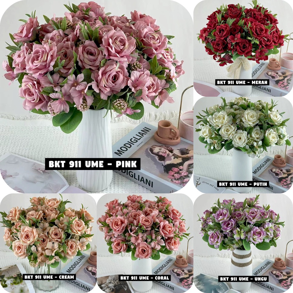 Jual Bouquet bunga BKT 911 UME Artifisial Dekorasi | Shopee Indonesia
