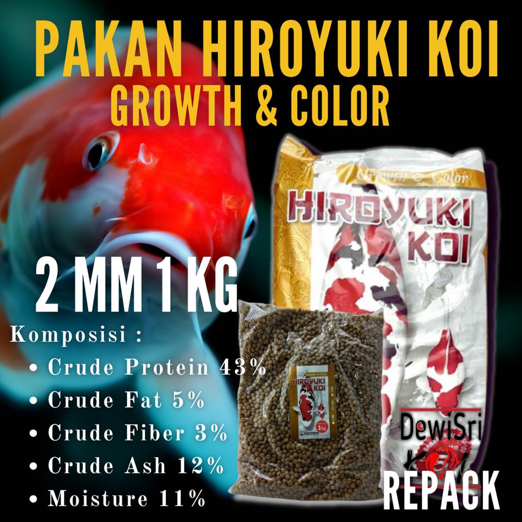 Jual Pakan Koi Hiroyuki Growth And Color Size S ( 2mm ) Repack 1 Kg / Re-pack HIROYUKI 2 mm ...