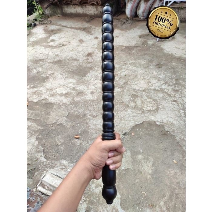 Jual Tongkat Satpam Keamanan Rumah Kayu Kelor Hitam Asli Model Bulat ...