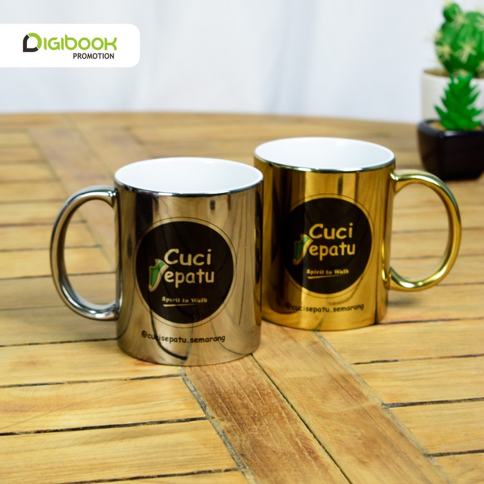 Jual Mug Satuan Premium Unik Warna Gold / Silver / Bungklon Cetak Full ...