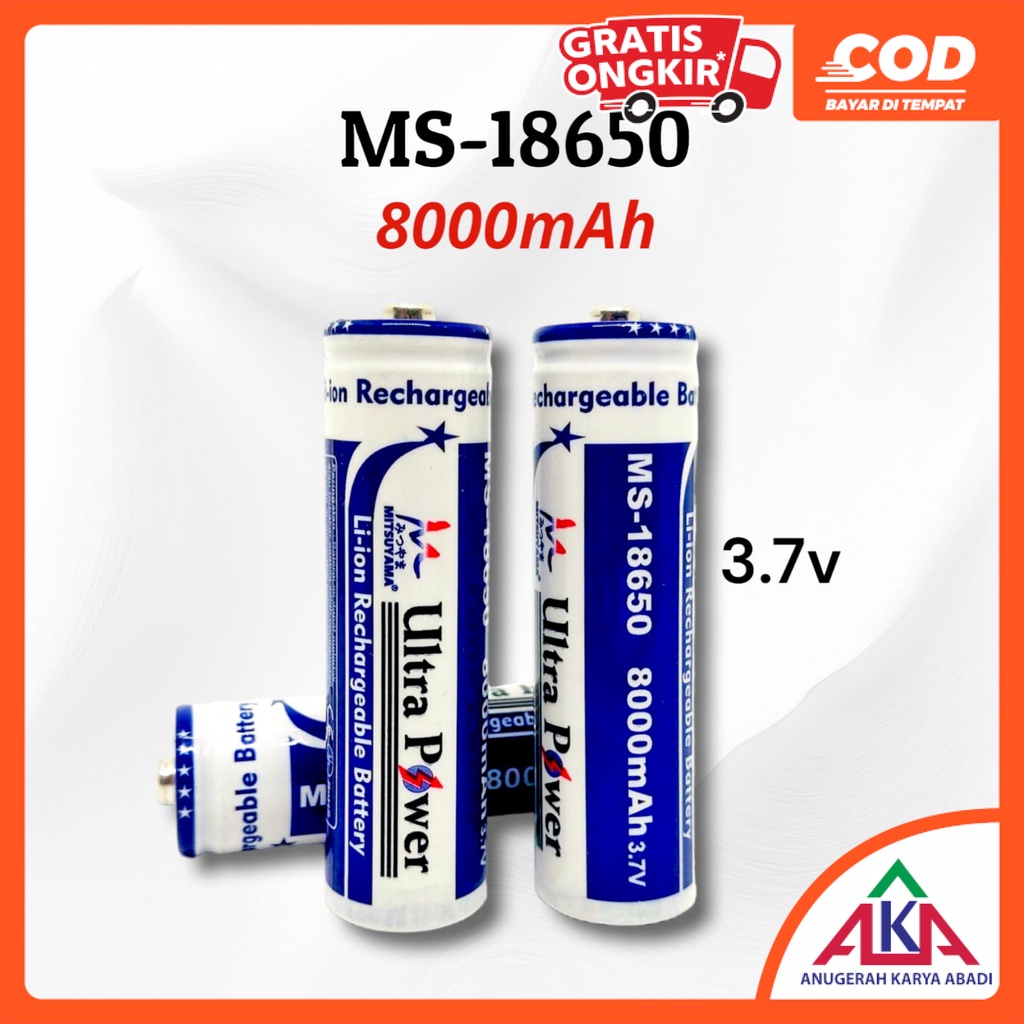 Jual Baterai Cas 18650 MITSUYAMA MS-18650 8000 mAh Rechargeable Battery ...