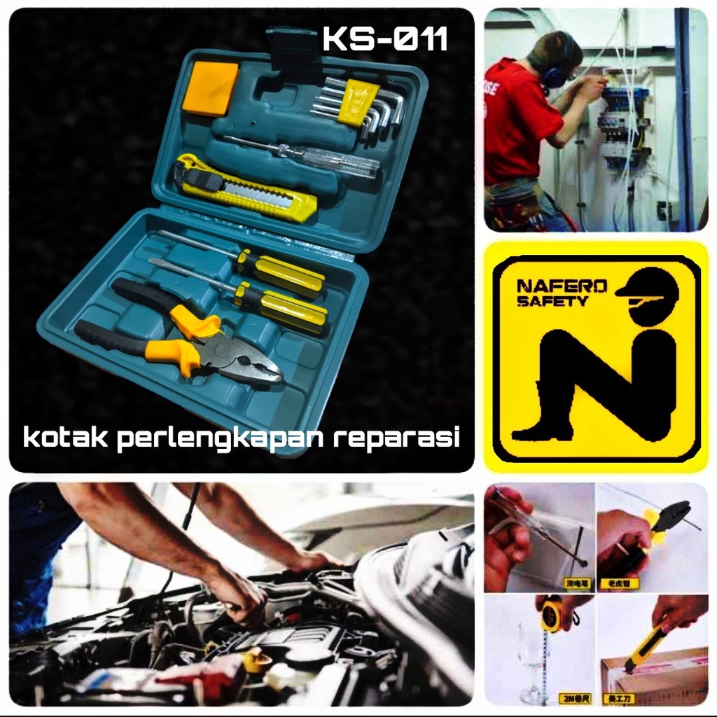 Jual Perlengkapan Set Reparasi Perkakas Obeng Cutter Kunci L Tang 12 in ...