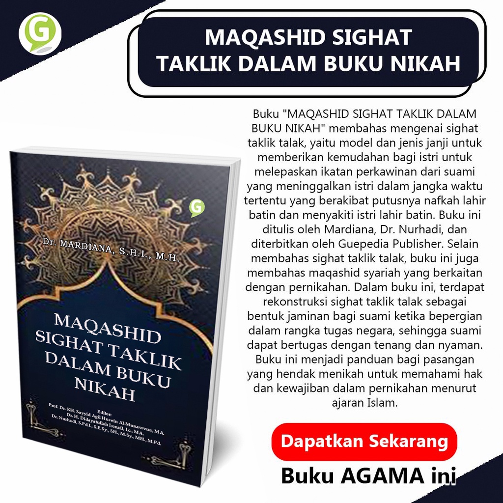 Jual Buku MAQASHID SIGHAT TAKLIK DALAM BUKU NIKAH - Guepedia | Shopee ...