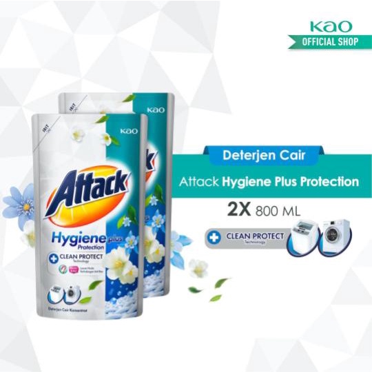 Jual Attack Hygiene Plus Deterjen Cair Semua Mesin Cuci 800 mL Twin Pack | Shopee Indonesia