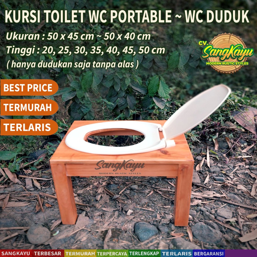 Jual Kursi toilet wc duduk portable kayu kursi jongkok BAB lansia ...