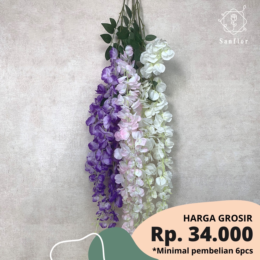 Jual JUNTAI WISTERIA 3 CABANG 60 CM / ARTIFICIAL FLOWER/ BUNGA BUATAN ...