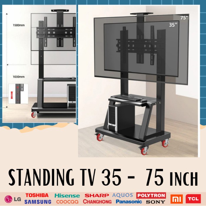 Jual bracket stand tv 75 70 60 65 55 50 43 32 40 32 inch stand meja ...